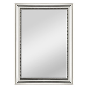 MCS 24x36 Inch Beaded Rectangular Wall Mirror, 30.25x42.25 Inch Overall Size, Silver (20454)