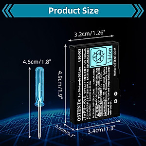 OSTENT 3.7V 1000mAh Rechargeable Li-ion Polymer Lithium-ion Battery Pack Tool Kit for Nintendo DSL NDS Lite