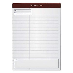 TOPS Products - TOPS - Docket Gold Planning Pad, Wide Rule, 8-1/2 x 11-3/4, White, 4 40-Sheet Pads/Pack - Sold As 1 Pack - Heavyweight paper prevents bleed-through to next sheet. - Letr-Trim perforation leaves clean edge. - Extra-thick backer supports wri