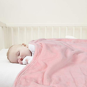 EMME Baby Fleece Blanket Fuzzy Blankets for Girls Receiving Blanket for Toddler, Infant and Newborns Warm Cozy Daycare Nursery Blanket for Crib, Stroller, Nap, Outdoor, Decor (Pink, 30"x40")