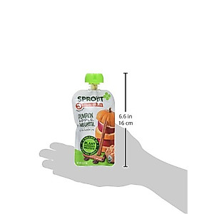 Sprout Organic Baby Food, Stage 3 Pouches, Pumpkin & Red Lentil Plant Powered Protein, 4 Oz Purees (Pack of 6)