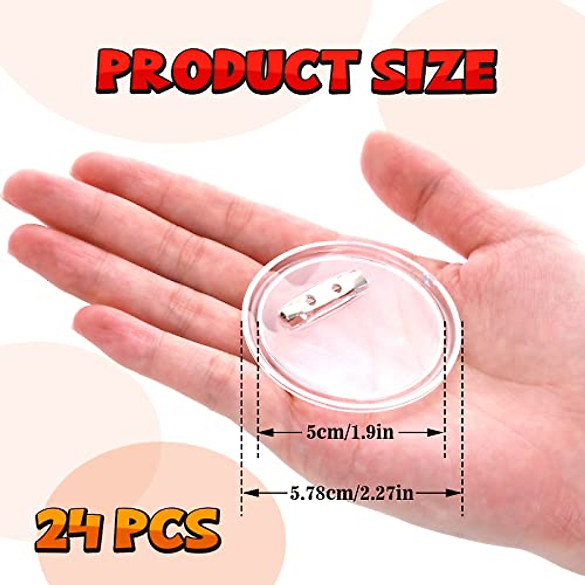 Lusofie 12 Set Acrylic Clear Craft Button with Pin Design Button Pins Badge Blank Button Pins for Craft Supplies, DIY Badges, School Projects(2.27 Inch)