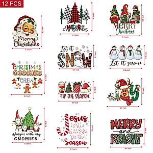 12 Sheets Christmas Heat Transfers Vinyl,Christmas Iron On Transfers for T-Shirts,Christmas HTV Vinyl Iron on Decals for Clothes Pillow Hoodie DIY Crafts