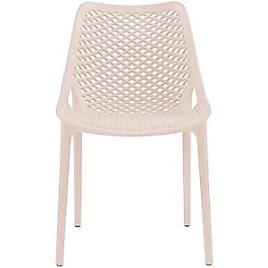 Meridian Furniture 328Pink Modern | Contemporary Patio Dining Chair with Polypropylene Plastic, Weather Resisting for Indoor or Outdoor Use, Set of 4, 20" W x 24.5" D x 33" H, Pink