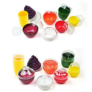 5Pieces Fruit and Vegetable Storage Containers,Reusable FridgeStorage Containers,for storage Green pepper, onion, Tomato, Lemon, and garlic Refrigerator Vegetable Crisper