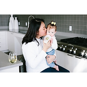 Pearhead Stemless Wine Glass and Sippy Cup Set, Matching Mom and Baby Drinkware Set, Accessory for New Moms and Expecting Mothers, Gold