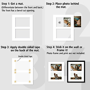 Golden State Art, Bevel Cut Mats for Two Photos, Acid-Free White Core for Photographs, Prints, Artworks - Great for Graduations, Frames (White, 8x10 Mats for 4x6 Pictures, Pack of 10)