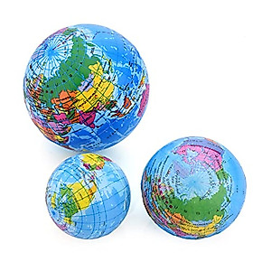 WYNOTT World Map Stress Balls | Squeezable Earth Day Globe Stress Ball,Pressure Relieving Health Balls Globe Pattern Balls for Kids, School, Classroom, and Party Favors