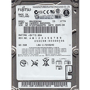 MHV2060AH, PN CA06531-B20200DL, Fujitsu 60GB IDE 2.5 Hard Drive