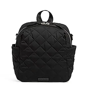Vera Bradley Womens Performance Twill Convertible Small Backpack Bookbag, Black, One Size US