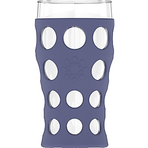 Lifefactory 20-Ounce BPA-Free Indoor/Outdoor Protective Silicone Sleeve Beverage Glass, 2-Pack, Dusty Purple