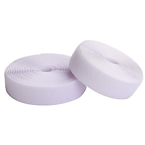 Sew on Hook and Loop Style 3/4 Inch Non-Adhesive Back Nylon Strips Fabric Fastener Non-Adhesive Interlocking Tape White,12.6 Yard