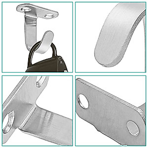 Cionyce 6 PCS Stainless Steel Screws Mount Ceiling Hooks, Brushed Nickel Towel Hook Heavy Duty Robe Clothes Hook, Under-Shelf Coat Hook Hanger for Bathroom Kitchen Cabinet