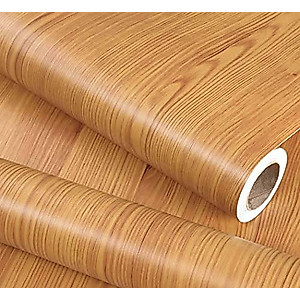 Yellow Wood Grain Contact Paper Self Adhesive Shelf Liner for Kitchen Cabinets Drawer Shelves Table Door 16" x 78.7"