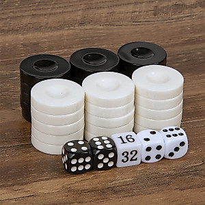 ZOOCEN Classic Checkers Game Set with Drawstring Cloth Storage Bag (30pcs Coffee Color)