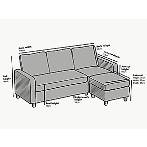 Cherry Tree Furniture Campbell 3-Seater Sofa with Reversible Chaise (Green)