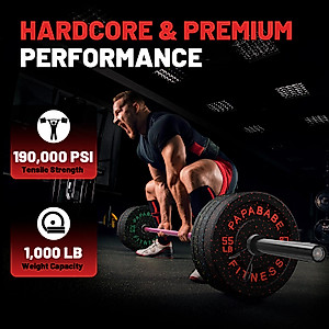 PAPABABE Olympic Barbell, 1500LB Capacity barbell Cerakote Coating Bar, Weightlifting Bar 2 Inch Barbell, for Powerlifting and Crossfit, Pink (25MM)