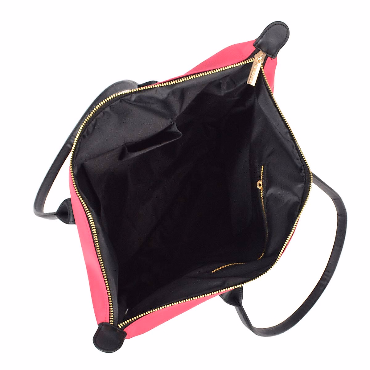 Premium Large Nylon Tote Water Resistant Top Zip Shoulder Bag Handbag, Fuchsia