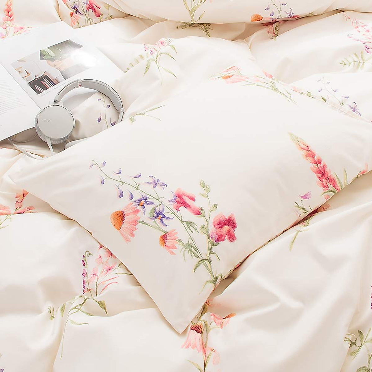 Merryword White Blue Bedding Blue Butterfly Duvet Cover Set Blue Red Butterflies and Dragonfly Printed Design White Boys Girls Bedding Sets Twin 1 Duvet Cover 1 Pillowcase (Twin, Blue Butterfly)