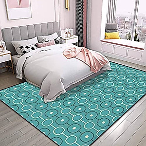 PeeNoke Retro Abstract Atomic Era Area Rug Outdoor Patio Rug Play Mat Modern Floor Carpet Non-Slip Home Decor Living Room Kids Bedroom Nursery, 6x9 ft