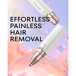 VOGCREST Hair Trimmer, 2 in 1 Facial Hair Remover & Eyebrow Trimmer for Women - Rechargeable, Portable, LED Light (White)