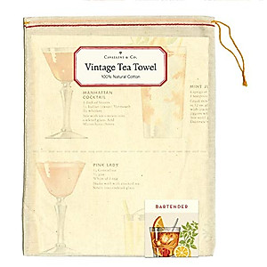 Cavallini Papers & Co. Bartender's Guide Tea Towel, Multicolor