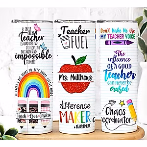 20 oz Personalized Teacher Gift, Teacher Tumbler, Teacher Gifts, Teacher Life Cup, Teacher Apple Gift, Teacher Appreciation Cup