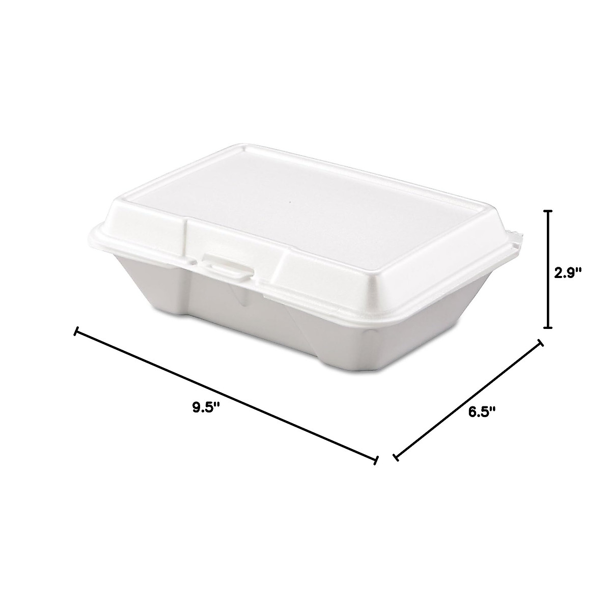 Dart 205HT1 Carryout Food Container, Foam, 1-Comp, 9 3/10 x 6 2/5 x 2 9/10 (Case of 200)