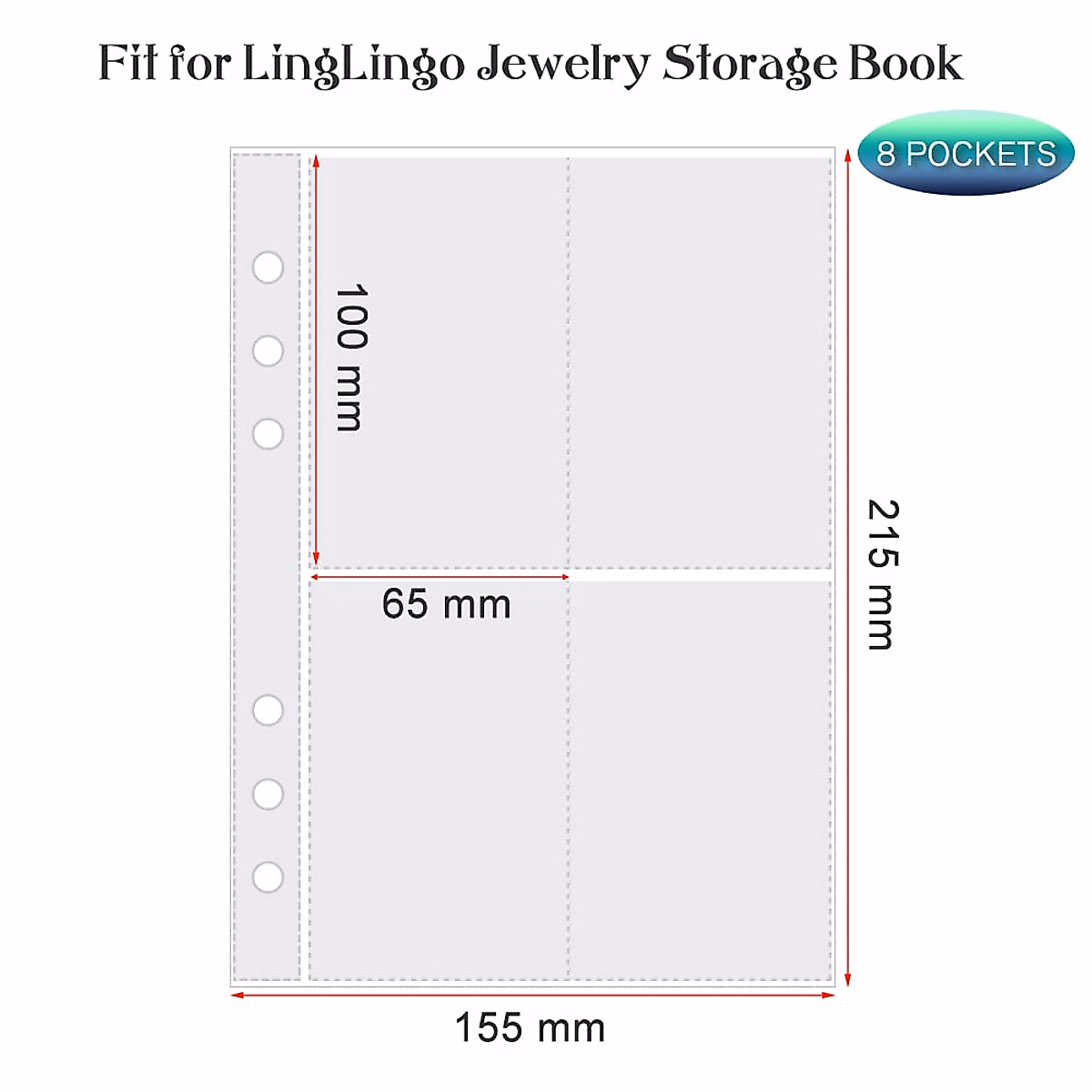 LingLingo Jewelry Organizer Travel Earring Case Box Transparent Jewelry Storage Book Clear Binder Zippered Bag For Necklace Bracelet Holder With Small Anti Tarnish Pouches