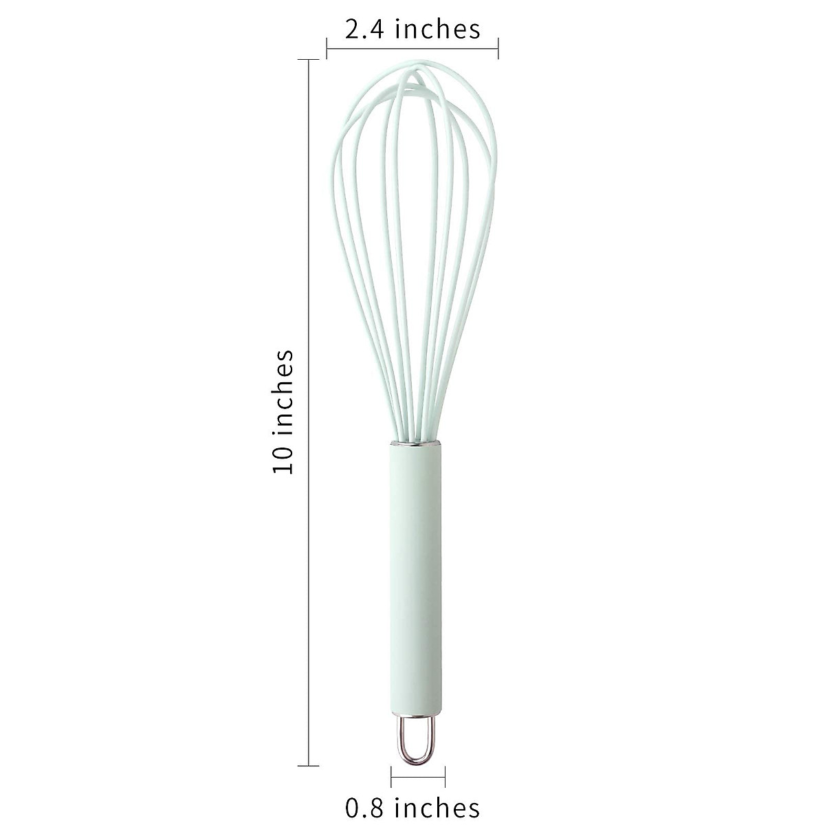 GorGin high temperature and easy to clean silicone whisk, stirrer, 10 inch, grip good grip design for Blending Whisking Beating Stirring Cooking Baking (1 Pack | blue)