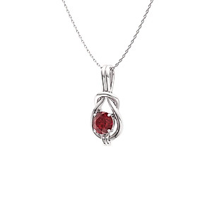 Diamondere Natural and Certified Ruby Infinity Knot Solitaire Necklace in 14k White Gold | 0.42 Carat Pendant with 18 Inch Chain