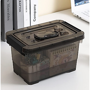 YYXB Black Plastic Storage Latch Bins, 8 Pack Clear Plastic Handle Box with Lids and Handle, Multi-Purpose, 4 Quart