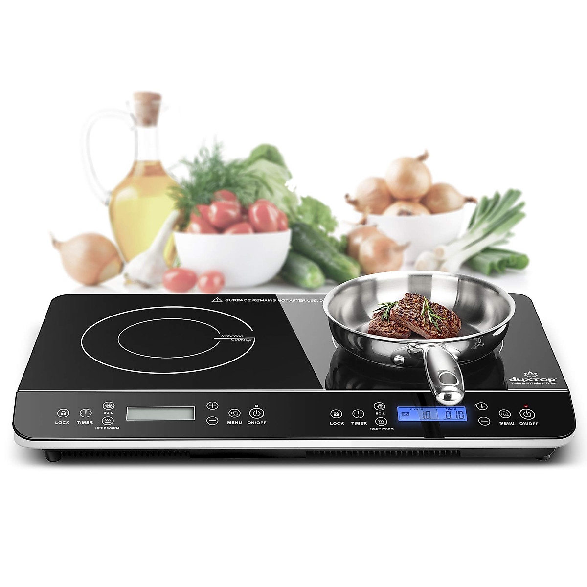 Duxtop LCD Portable Double Induction Cooktop 1800W Digital Electric Countertop Burner Sensor Touch Stove, 9620LS/BT-350DZ & Professional Portable Induction Cooktop, P961LS/BT-C35-D