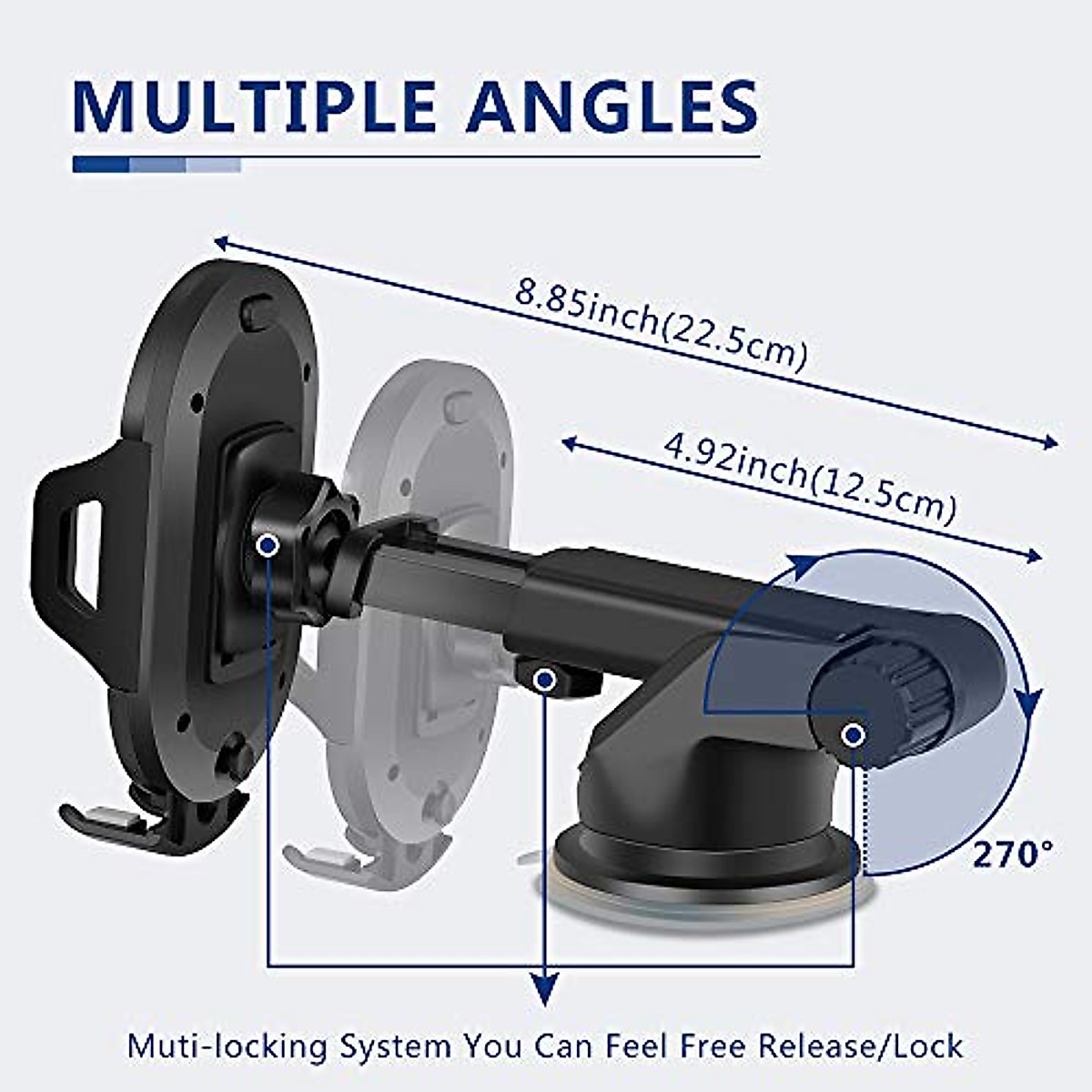 Cell Phone Holder for Car Phone Mount with Suction Cup x-auto 2-in-1,Ultra Stable Phone Stand Strong Grip Dashboard Windshield Air Vent,Upgraded Handsfree Universal,Compatible with All Smartphone