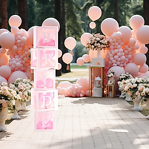 White BRIDE Balloons Boxes with 5 PCS Clear Balloon Boxes and 5pcs Letters for Bride Shower Party Wedding Decorations