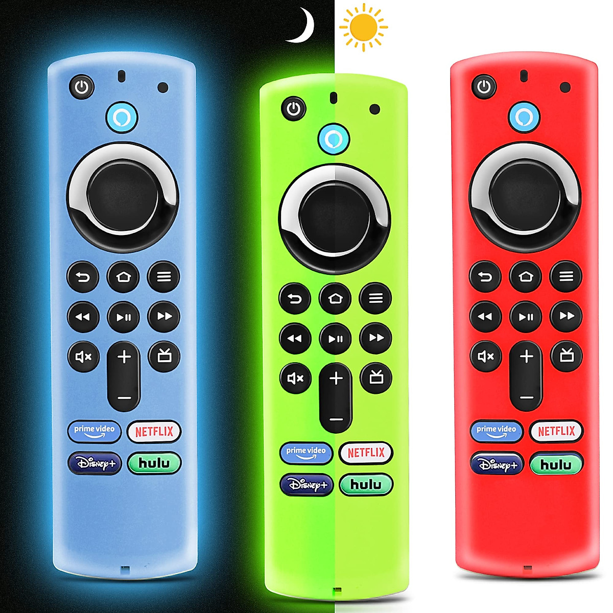 Zazolyne Remote Cover Compatible with Voice Remote 4K,3rd Gen Remote Case Glow in The Dark Cover Green Blue and Red Not Glow