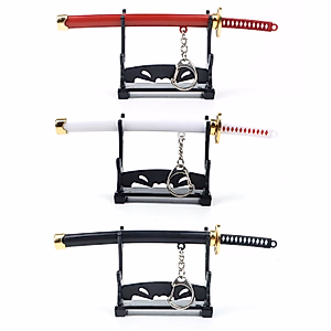 SHARP CASTLE Mini Japanese Katana, 5.7 inches Ultra Sharp Stainless Steel Knife with Scabbard, Anime Katana Keychain, Utility Knife Cutter, Handmade, Craft Use - Black（GT01.BK）