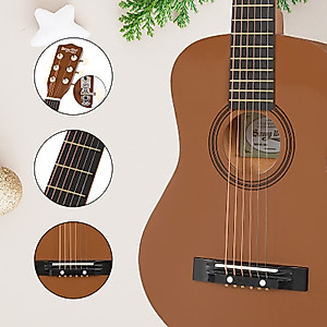 Childs Guitar STRONG WIND Guitar for Beginners Acoustic Kids Guitar 30" Steel Strings Wooden Guitar for Kids Students Girls Boys (Brown,No Bag)