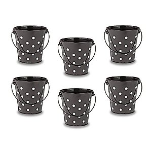 Teacher Created Resources Buckets Set, Set of 6, Black Polka Dots (TCR6059)