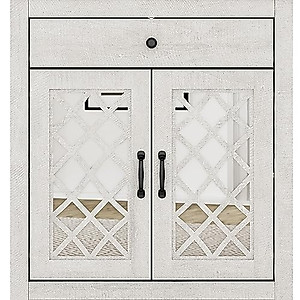 Galano Millicent Accent Cabinet Drawer, Sideboard, Storage Buffet with Doors, Multifuctional Cupboard for Living Room, Entryway, Kitchen, Adjustable Shelves, Dusty Grey Oak