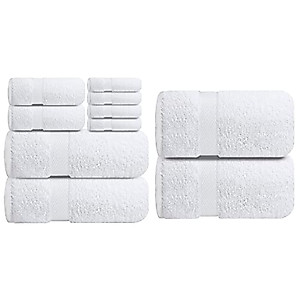 Premium White Bath Towels Set - [Pack of 8] 100% Cotton Highly Absorbent 2 Bath Towelsel, 2 Hand Tows and 4 Washcloths + Bath Sheets – Pack of 2, 35x70 Inches Large Bath Sheet Towel