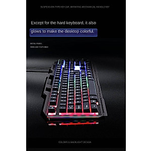 NC Backlit RGB Keyboard and Mouse Combination, Adjustable Breathing Light, Wired Gaming Keyboard, Wrist Rest Keyboard, Adjustable DPI Gaming Mouse, Suitable for Mac, PC and Laptop Gamers (Black)