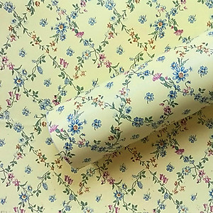 PoetryHome Vintage Yellow Floral Shelf Drawer Liner Self Adhesive Contact Paper Wallpaper for Kitchen Bathroom Cabinets Dresser Closet Furniture Wall Crafts 17.7x117 Inches