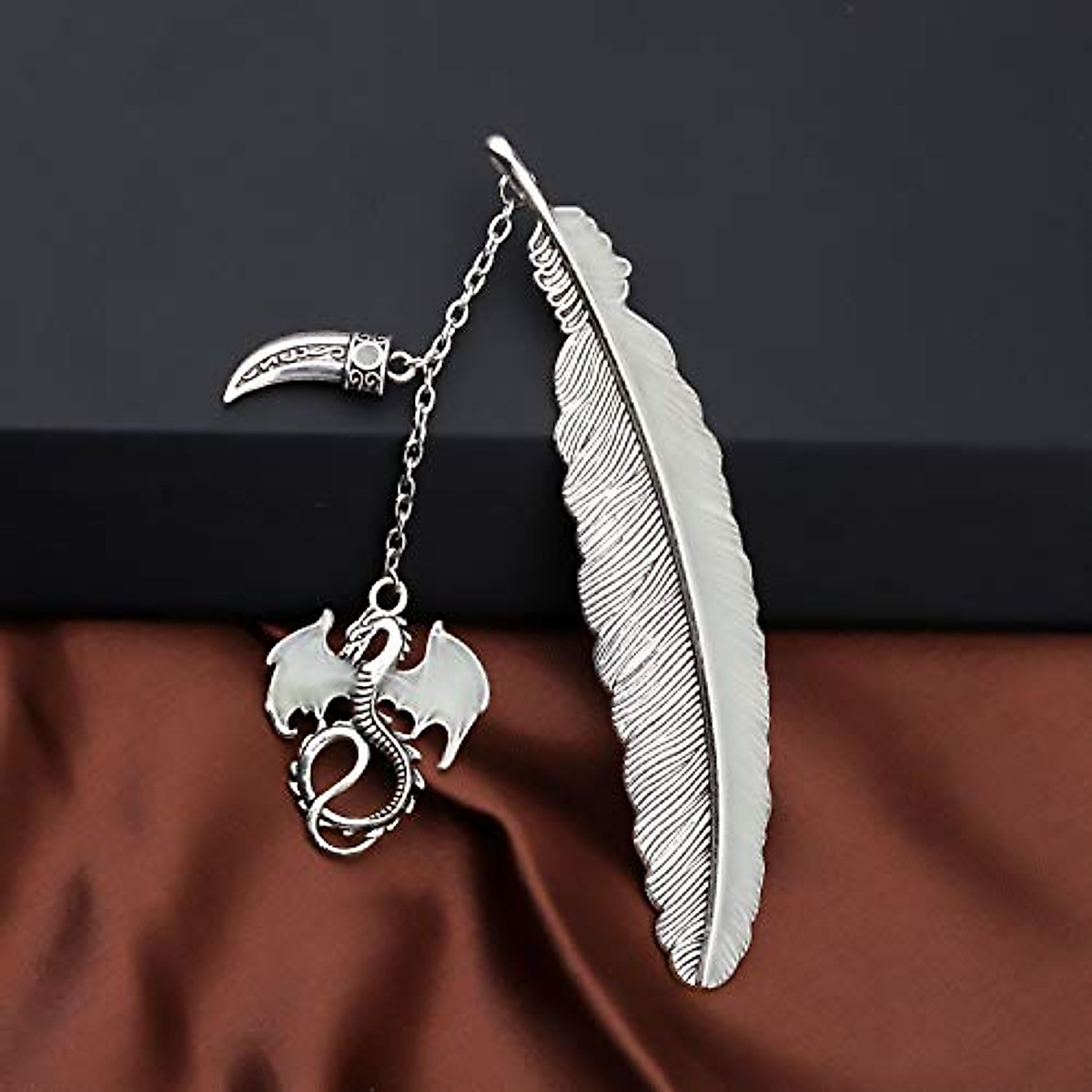 KUIYAI Glow in The Dark Luminous Bookmark Book Marker Creative Feather Book Lover Gift Reading Gifts (Dragon 2)