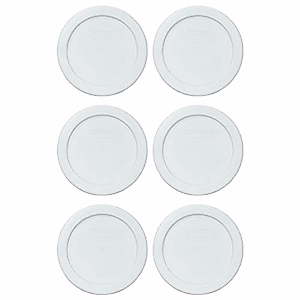Pyrex 7202-PC White Round Plastic Food Storage Replacement Lid, Made in USA - 6 Pack
