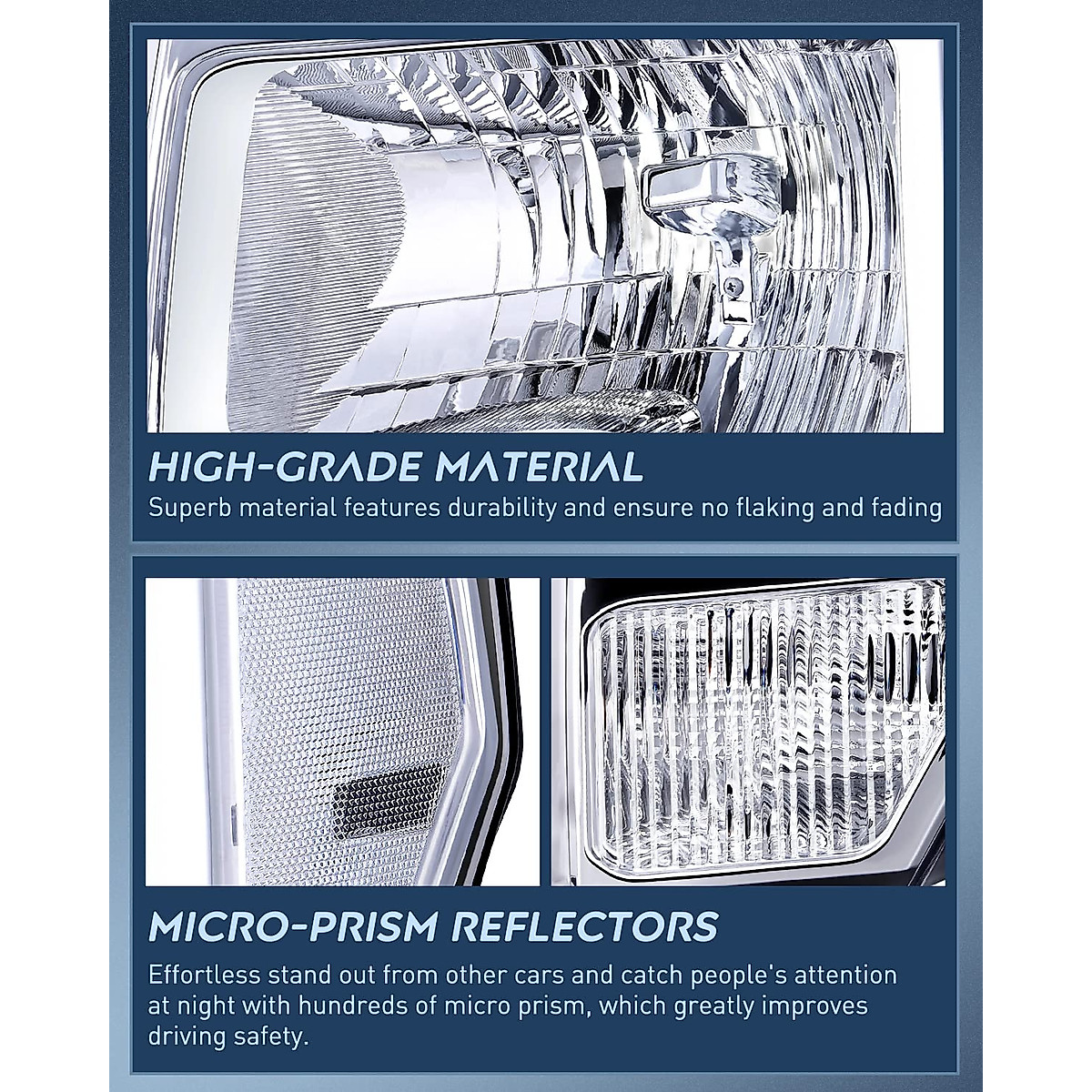 Nilight Headlight Assembly 2009 2010 2011 2012 2013 2014 F150 Chrome Housing Clear Corner Clear Lens Headlamp Replacement Driver and Passenger Side 2 Pack