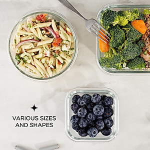 JoyJolt 24pc Fluted Glass Storage Containers with Lids. 12 Airtight, Freezer Safe Food Storage Containers, Pantry Kitchen Storage Containers, Glass Meal Prep Containers for Lunch