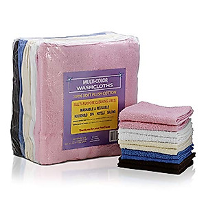 Simpli-Magic 79264 Cotton Washcloths, Size: 12”x12”, Multi Color, 50 Pack