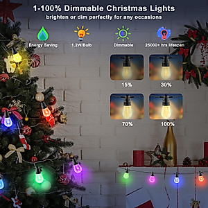 YSJ Outdoor String Lights for Outside,49FT RGB Patio Lights Outdoor Waterproof with App & Remote,DIY Each Bulb Color Changing String Light with 20 Shatterproof Bulbs Dimmable for Balcony,Cafe,Backyard
