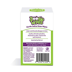 Hand, Face and Nose Wet Wipes for Kids and Baby, Boogie Wipes Single Packs, Unscented, Wipes Away Dirt and Germs, Natural Saline Tissue with Aloe, Chamomile and Vitamin E, 1 Count, Pack of 30